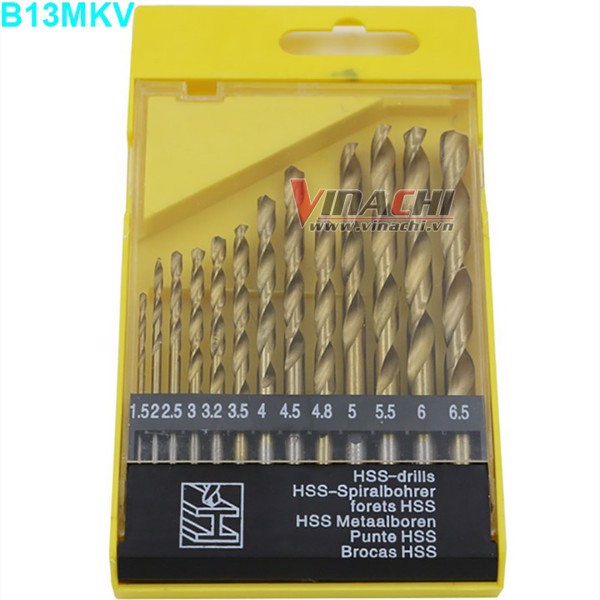 Bộ 13 mũi khoan thép HSS 1,5 - 6,5mm - Dụng cụ làm mộc